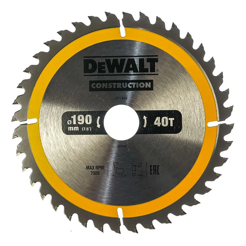DeWalt DT1945 пильный диск по дереву с гвоздями 190x30 мм 40t купить по ...